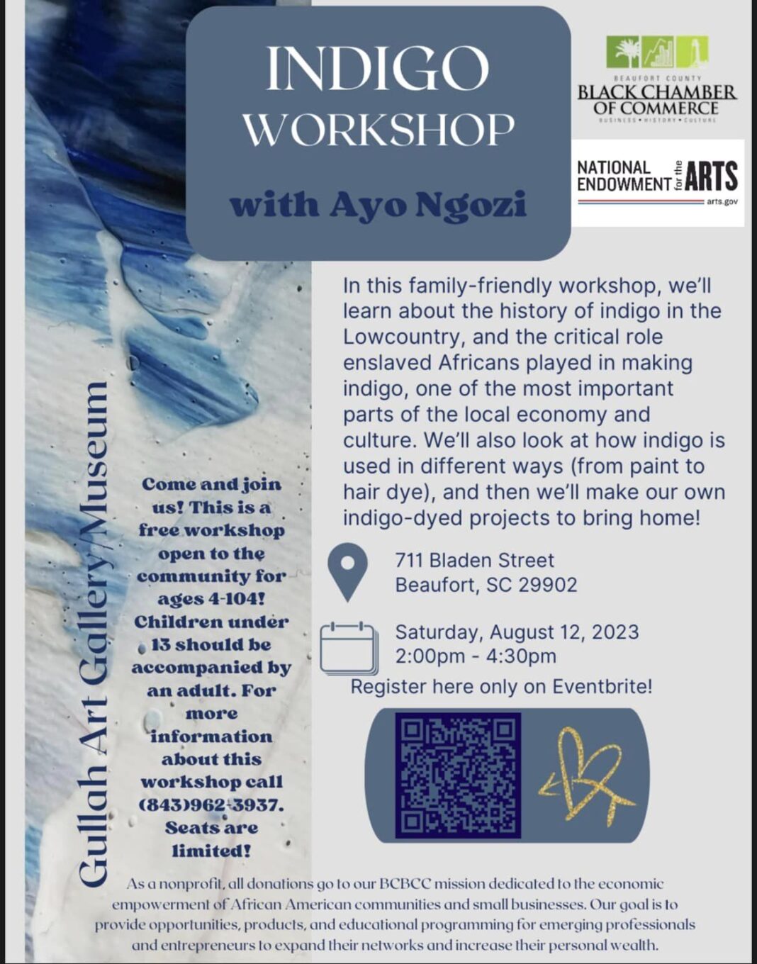 Indigo Workshop With Ayo Ngozi at Gullah Art Gallery - Explore Beaufort SC